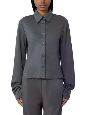 RIER Long-sleeved Button-down Shirt - Grey
