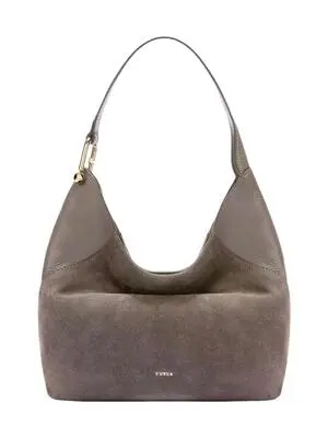 Furla Suede Hobo Tote Bag - Grey