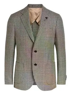 LARDINI Houndstooth Buttoned Blazer - Neutrals