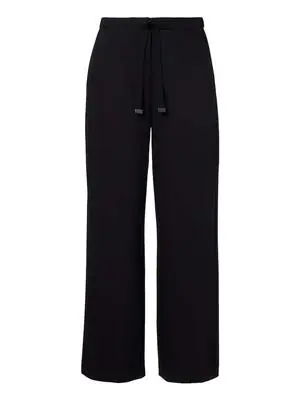 Max Mara Argenta Virgin Wool Crêpe Wide-leg Pants - Black