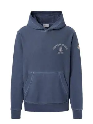 Moncler Logo Cotton Hoodie - Blue