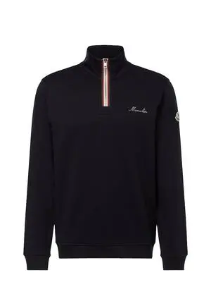 Moncler Cotton Jersey Half-zip Sweatshirt - Blue