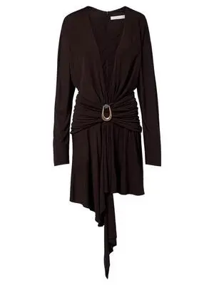 Christopher Esber Draped Jersey Minidress With Pin - Brown