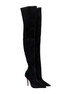 CHRISTIAN LOUBOUTIN Miss Z 100 Suede Over-the-knee Boots - Black