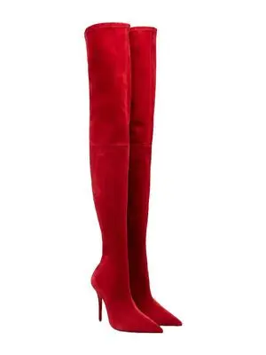 CHRISTIAN LOUBOUTIN Miss Z 100 Suede Over-the-knee Boots - Red