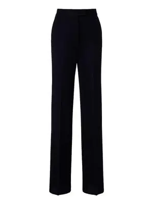 Max Mara Attinia Virgin Wool Piqué Wide-leg Pants - Blue