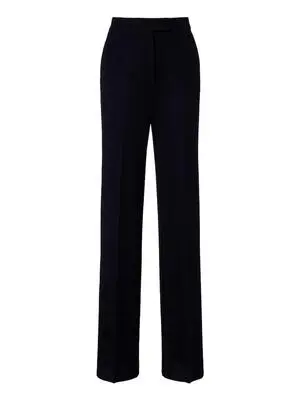 Max Mara Attinia Virgin Wool Piqué Wide-leg Pants - Blue