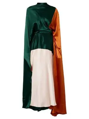 ROKSANDA Neolitsea Caped Silk Satin Gown - Multicoloured
