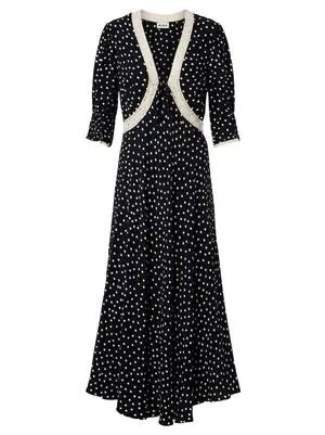 Rixo Amina Polka-dot Crêpe Midi Dress - Blue