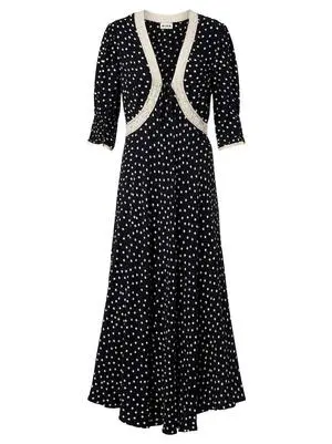 Rixo Amina Polka-dot Crêpe Midi Dress - Blue