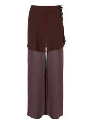 Christopher Esber Sheer Wide-leg Silk Pants - Brown