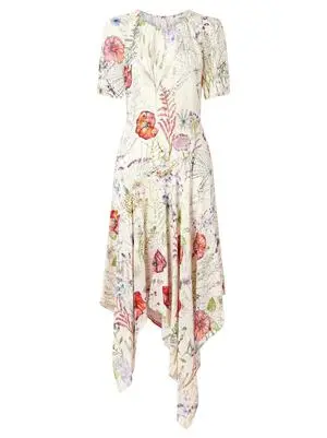 Alexander McQueen Floral-print Crepe Midi Dress - Ivory