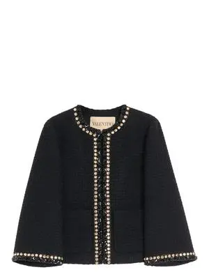 Valentino Garavani Wool-blend Embellished Blazer - Black