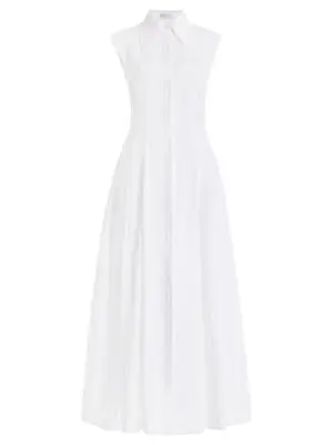Gabriela Hearst Durand Pleated Maxi Shirt Dress - White