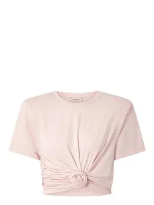 Magda Butrym Cropped Knotted Jersey T-shirt - Pink