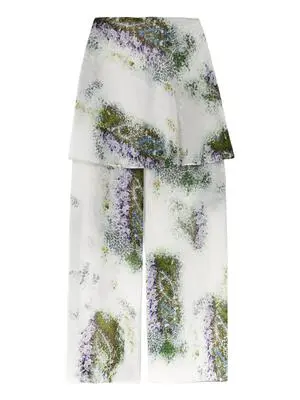 Christopher Esber Absence Layered Printed Silk-chiffon Wide-leg Pants - Ivory