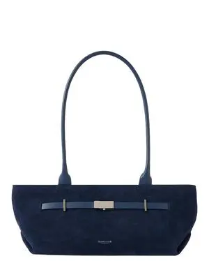 DEMELLIER Leather-trimmed Suede Shoulder Bag - Blue