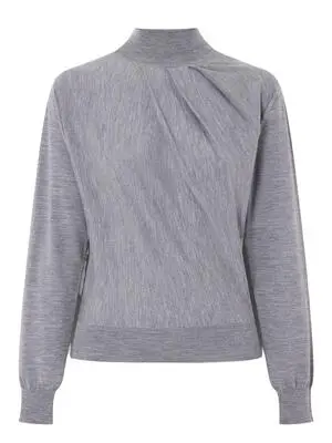Givenchy Draped Wool-Blend Turtleneck Sweater Light Gray