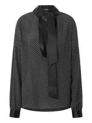 TOM FORD Polka-dot Silk-satin Blouse - Black