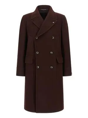 Tagliatore Tailored Double Breasted Coat Burgundy