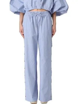 Zimmermann Zimmermann Striped Wide-Leg Trousers With Button Detailing Gnawed Blue