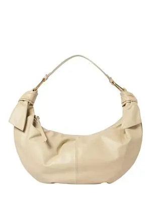 COCCINELLE Knotted Shoulder Bag With Gold Tone Hardware - Sand