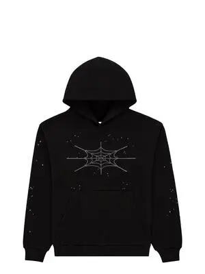 SP5DER Rhinestone Silk Hoodie - Black