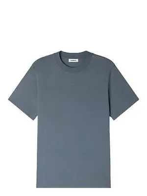 Sandro Short-sleeved Cotton-jersey T-shirt - Grey / Blu