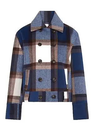 OMNES Checked Woven Jacket - Blue/brown Gingham
