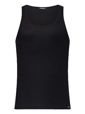 TOM FORD Ribbed Scoop-neck Cotton-blend Top - Black
