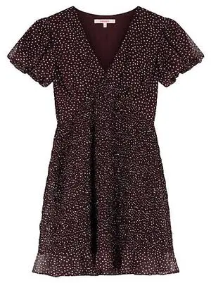 OMNES Polka-dot Chiffon Mini Dress - Chocolate