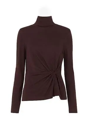 Whistles Roll-neck Twist-front Woven Top - Brown