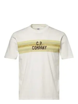 C.P. COMPANY Centre Stripes Logo-print Cotton T-shirt - Gauze White