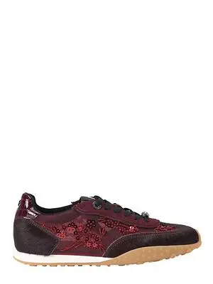 Kurt Geiger Floral Beaded Mesh Trainers - Wine