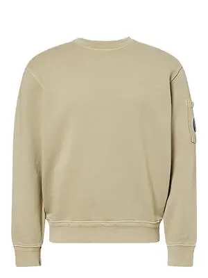 C.P. COMPANY Logo-patch Crewneck Jumper - Moss Gray