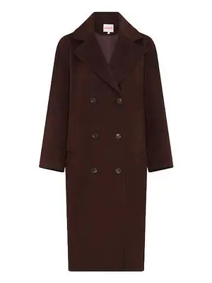 OMNES Tina Double-Breasted Woven Coat Brown