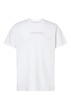 Calvin Klein Brand-embroidery Crewneck Cotton-jersey T-shirt - Classic White