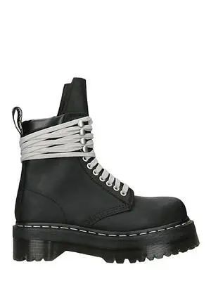 Rick Owens X Dr. Martens Quad Sole Leather Ankle Boots - Black/comb