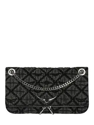 Zadig&Voltaire Monogram Denim Rock Ii Clutch - Road
