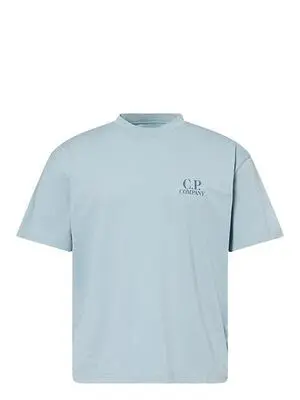 C.P. COMPANY Logo-print Cotton T-shirt - Silver Blue