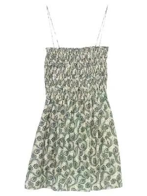 Matteau Shirred Printed Mini Dress - Neutrals