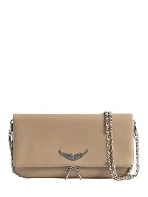 Zadig&Voltaire Grained Leather Clutch With Chain - Natural