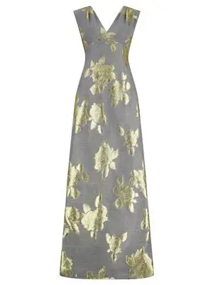 Lela Rose Fil Coupe V-neck Gown - Floral