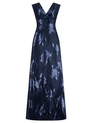 Lela Rose Fil Coupe V-neck Gown - Floral