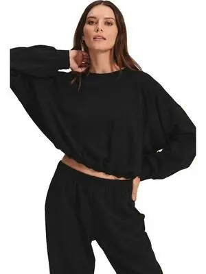Velvet By Graham & Spencer Jolie Cropped Sweatshirt - Black