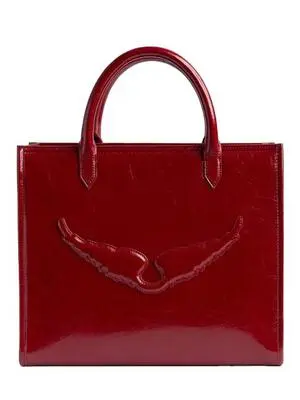 Zadig&Voltaire Angel Wrinkled Patent Leather Tote - Natural