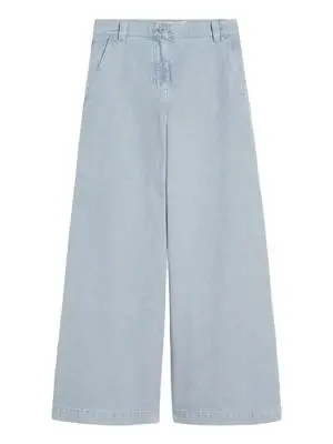 Max Mara Cotton Canvas Wide-leg Trousers - Light Blue