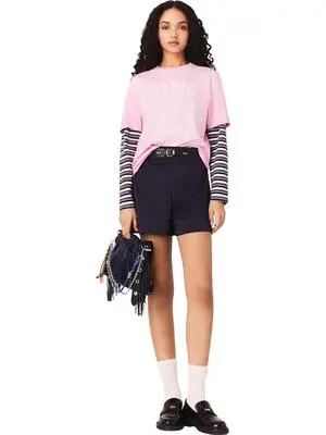 Maje Cotton Nautical Print T-shirt - Pink