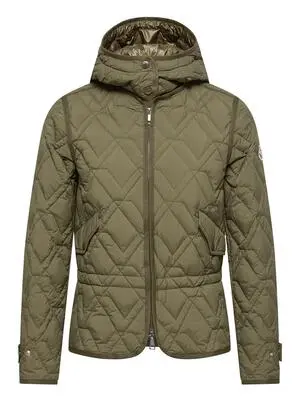 Moncler Lilas Geometric Quilted Hooded Down Jacket - Green