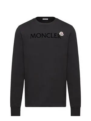 Moncler Cotton Jersey Sweatshirt With Logo - Black